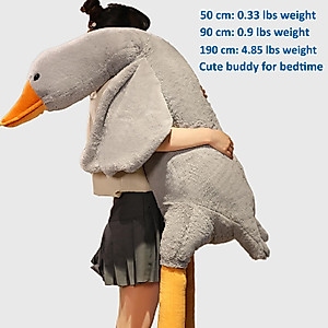 Swan Stuffed Animal, 19.68inch Swan Plush Toy Goose Stuffed Animal Plush Toy Duck Stuffed Animals Plush Pillow Gifts for Kids Birthday Valentine's Day, Grey