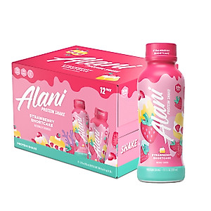 Alani Nu Protein Shake, Ready to Drink, Naturally Flavored, Gluten Free, Only 140 Calories with 20g Protein per 12 Fl Oz bottle (Strawberry Shortcake, 12 Pack)