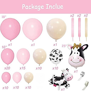 Cow Balloons Garland Arch Kit With Pink Double-Layer Nude Cow Print Balloon Animal Balloon Farm Cow Birthday Party Baby Shower Birthday Party Decorations