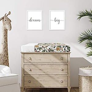 Sweet Jojo Designs Vintage Floral Boho Girl Baby Nursery Changing Pad Cover - Blush Pink, Yellow, Green and White Shabby Chic Rose Flower Farmhouse