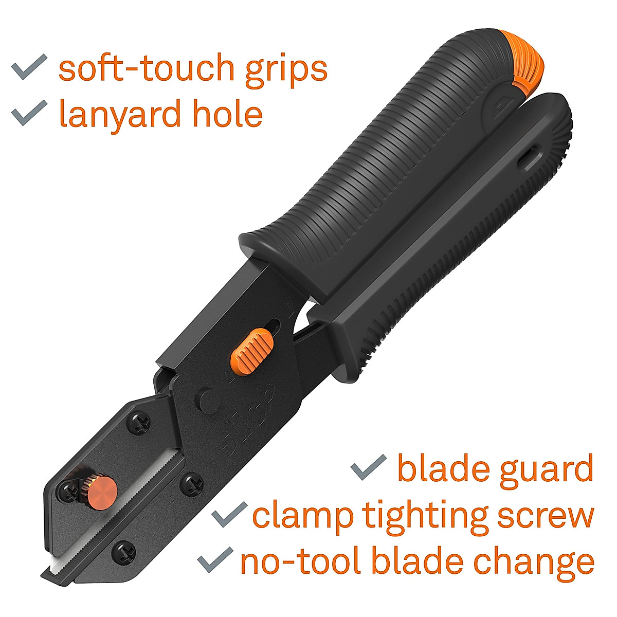 Slice 10479, Edge Cutter, Industrial Grade, Steel Handle, Soft Grips, Ceramic Blade, Finger Friendly, Lasts 11x as Long as Metal, Blade Storage