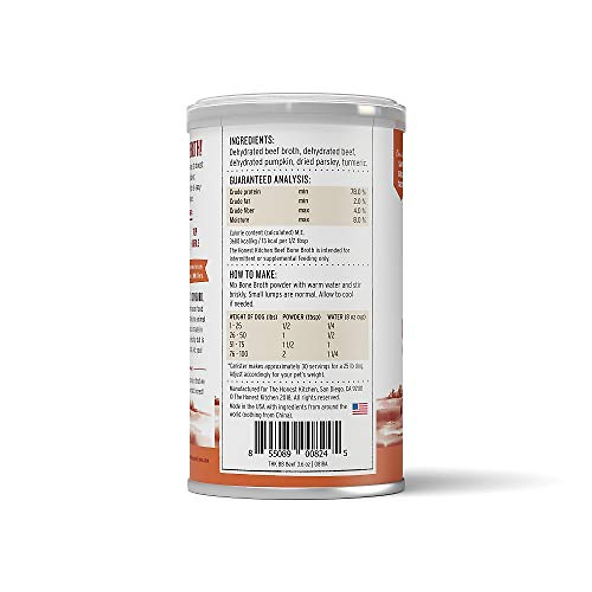 The Honest Kitchen Daily Boosts: Instant Beef Bone Broth Liquid Treat with Turmeric for Dogs and Cats, 3.6oz