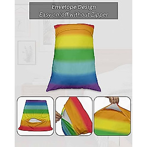 Edwiinsa Rainbow Stripes Pillow Covers King Standard Set of 2 Bed Pillow, Modern Colorful Striped Aesthetics Plush Soft Comfort for Hair/Skin Cooling Pillowcases with Envelop Closure 20''x36''