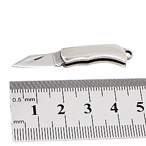 Miniature Gadgets Pocket Knife Collection, Eastern Delights EDC Tiny Multifunction Tool Pendant Decoration (Silver Folding)