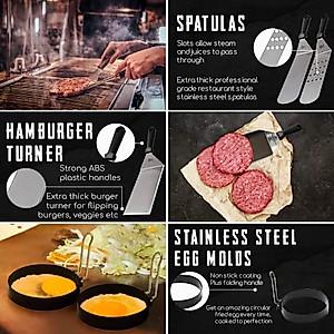 Zen-T - 14 Piece Grill Griddle Tool Kit - Griddle Accessories for Blackstone - Professional Grade Stainless Steel BBQ Tools - Perfect Grilling Utensils for All Your Grilling Needs + Bonus Recipe Ebook