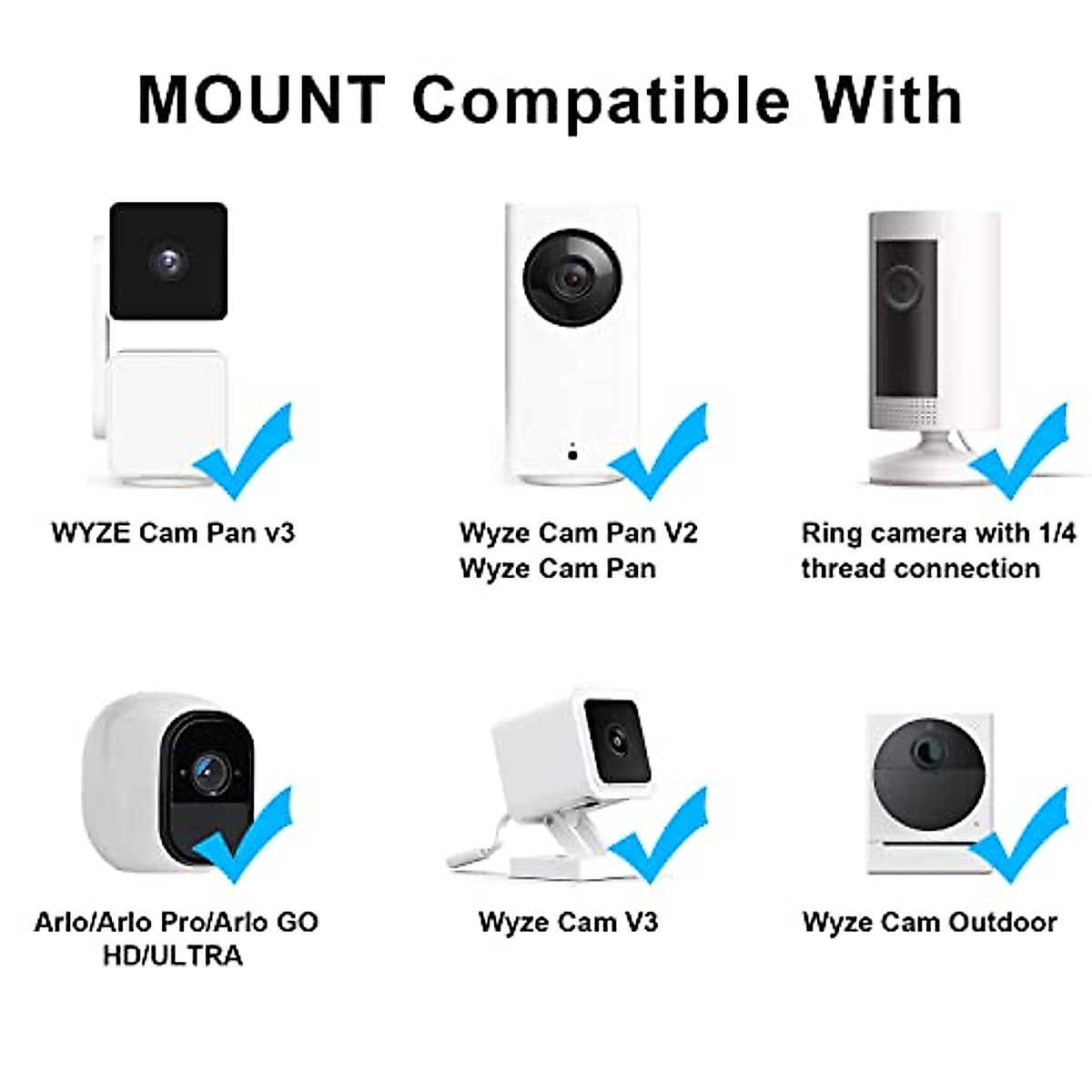 AOZTSUN 2Pack Flexible Clamp Mount Compatible with Wyze Cam Pan V2 (2021 Release) &Wyze Cam Pan V3 Indoor/Outdoor (2023 Release), Flexible Gooseneck Mounting Bracket No Tools or Wall Damage Required