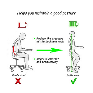 Saddle Stool Rolling Chair for Medical Massage Salon Kitchen Spa Drafting,Adjustable Hydraulic Stool with Wheels (Without Backrest, Black)