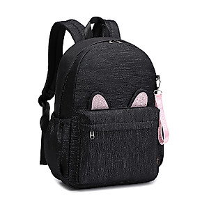 Joymoze Roomy Fashion Shimmer Cat Ears Cute School Backpack for Girl Black