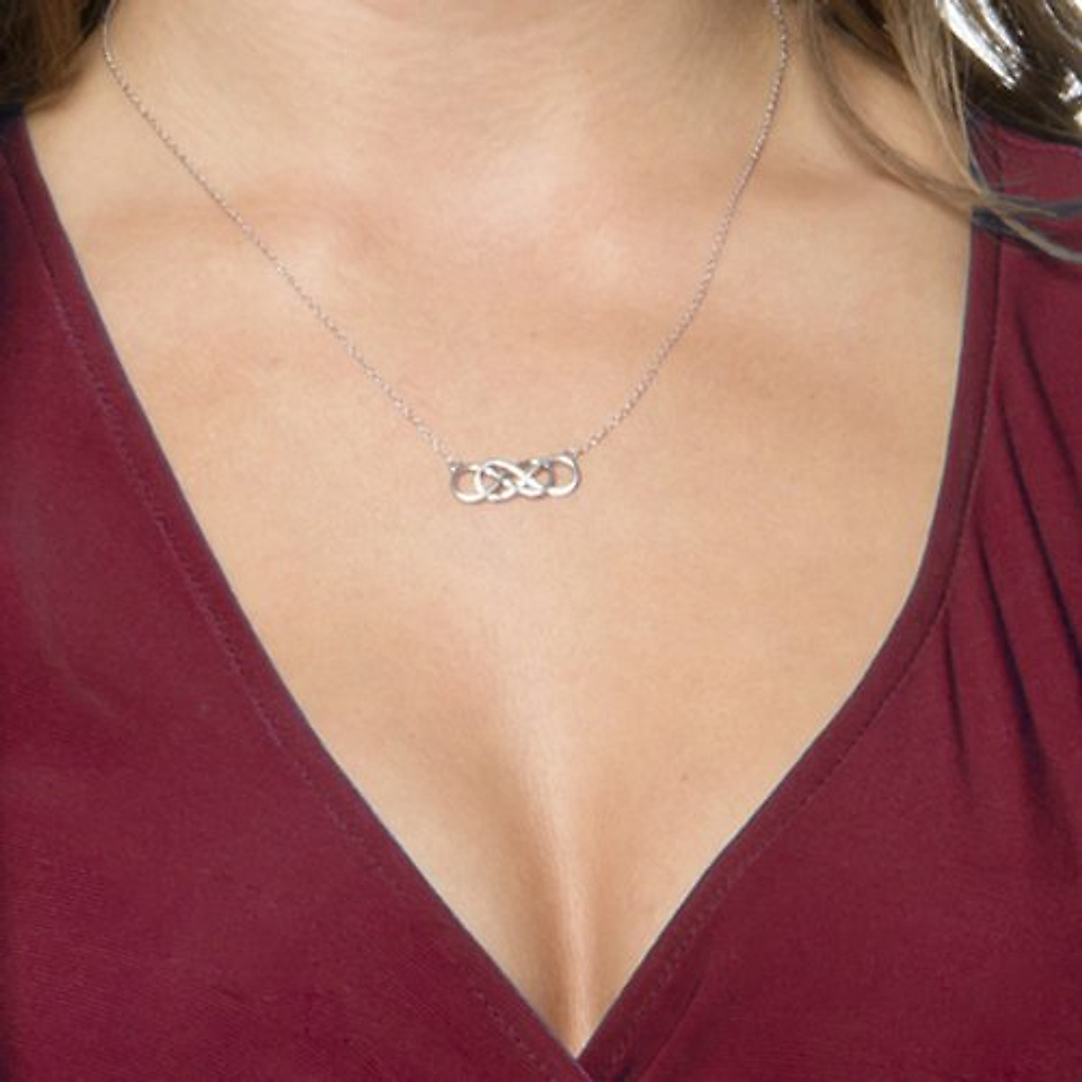 Claddagh Gold 925 Sterling Silver Double Infinity Pendant Necklace, 16"