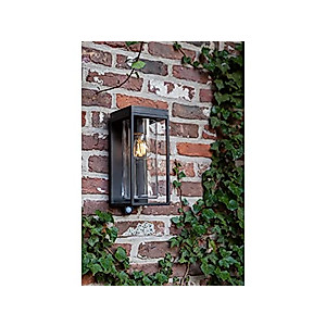 LUTEC Solar Motion Sensor Light Outdoor, Dusk to Dawn Modern Wall Sconce, Aluminum Anti-Rust Solar Wall Lights with Clear Glass Shade, Waterproof for Porch, Patio and Garden-Black