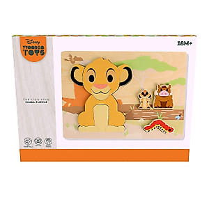 Just Play Disney Wooden Toys Simba 9-Piece Puzzle, The Lion King, Learning and Education, Kids Toys for Ages 18 Month