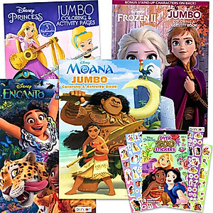 Disney Princess Coloring Book Activity Set for Kids Featuring Disney Princess, Encanto, Moana and Frozen