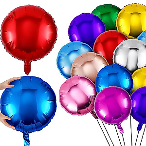 Deekin 100 Pcs 18 Inch Round Foil Balloons Bulk Aluminum Foil Helium Balloons for 60s 70s 80s Birthday Party Preppy Party Ideas Baby Shower Graduation Birthday Wedding Decor(Mixed Colors)