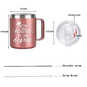 Graduation Gifts for Her Now Hotter by One Degree Stainless Steel Insulated Mug with Handle Gifts for College High School Graduates Female College High School Graduation Gifts for Friends Rose Gold