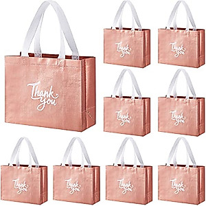 36 Pcs Rose Gold Gift Bags Bridesmaid Gift Bag Bachelorette Bags Gift Wrap Bags Non Woven Reusable Shiny Small Thank You Gift Bags, Tote Bags Bulk for Christmas Birthday Holiday 9.7 x 4 x 8 Inch