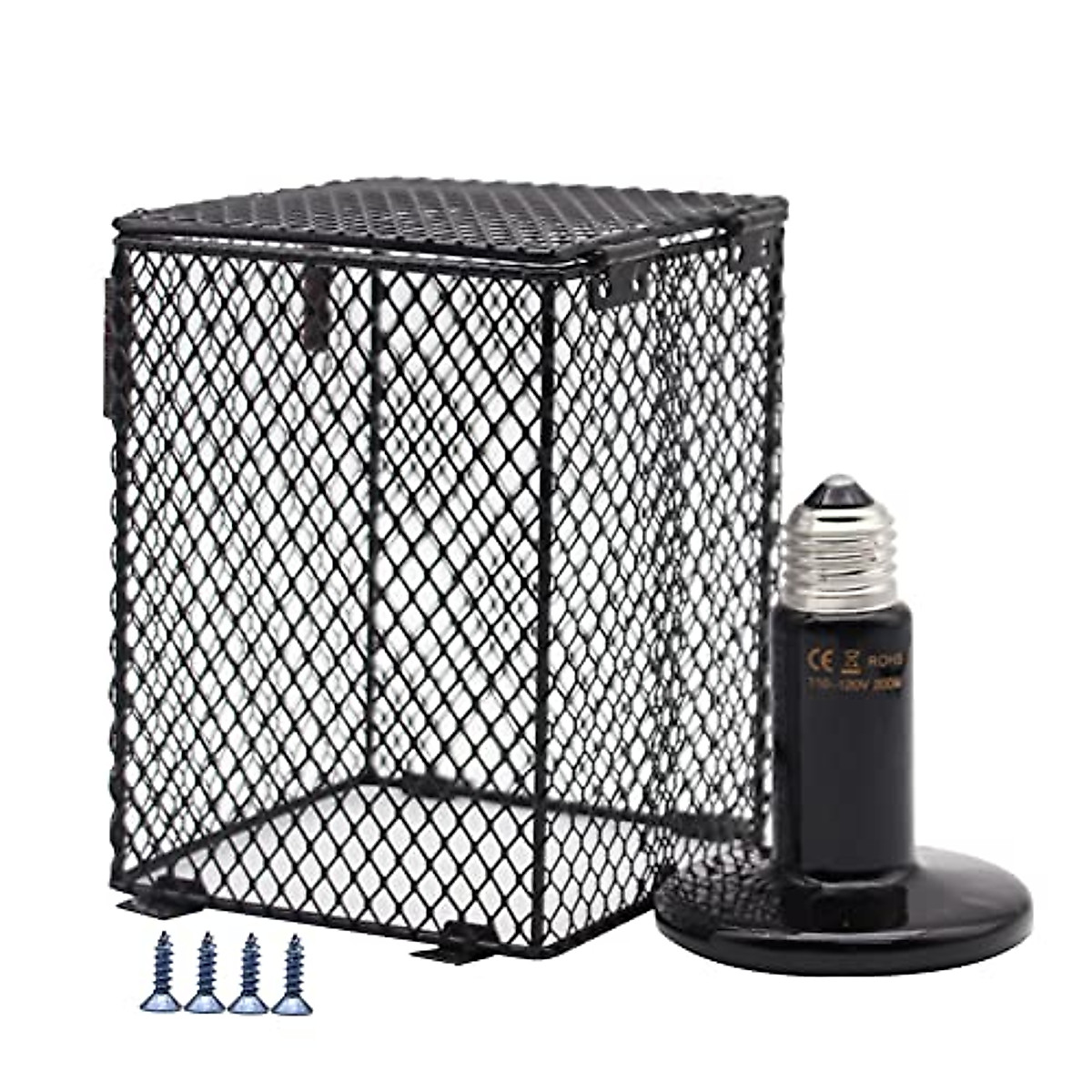 MODUODUO Reptile Lampshade Heating Lamp Shade 100W Ceramic Lamp & Cubiod Heater Guard Anti Scald for Lizards Spider and Amphibians Tortoises Gecko