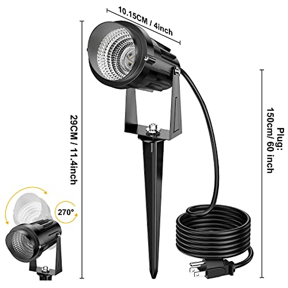Musuger 1500LM LED High Brightness Outdoor Landscape Lighting 15W RGB Color Changing Landscape Lights Bluetooth Remote Control Spot-Lights with Plug in IP66 Waterproof Flood Light for Garden - 4 Pack