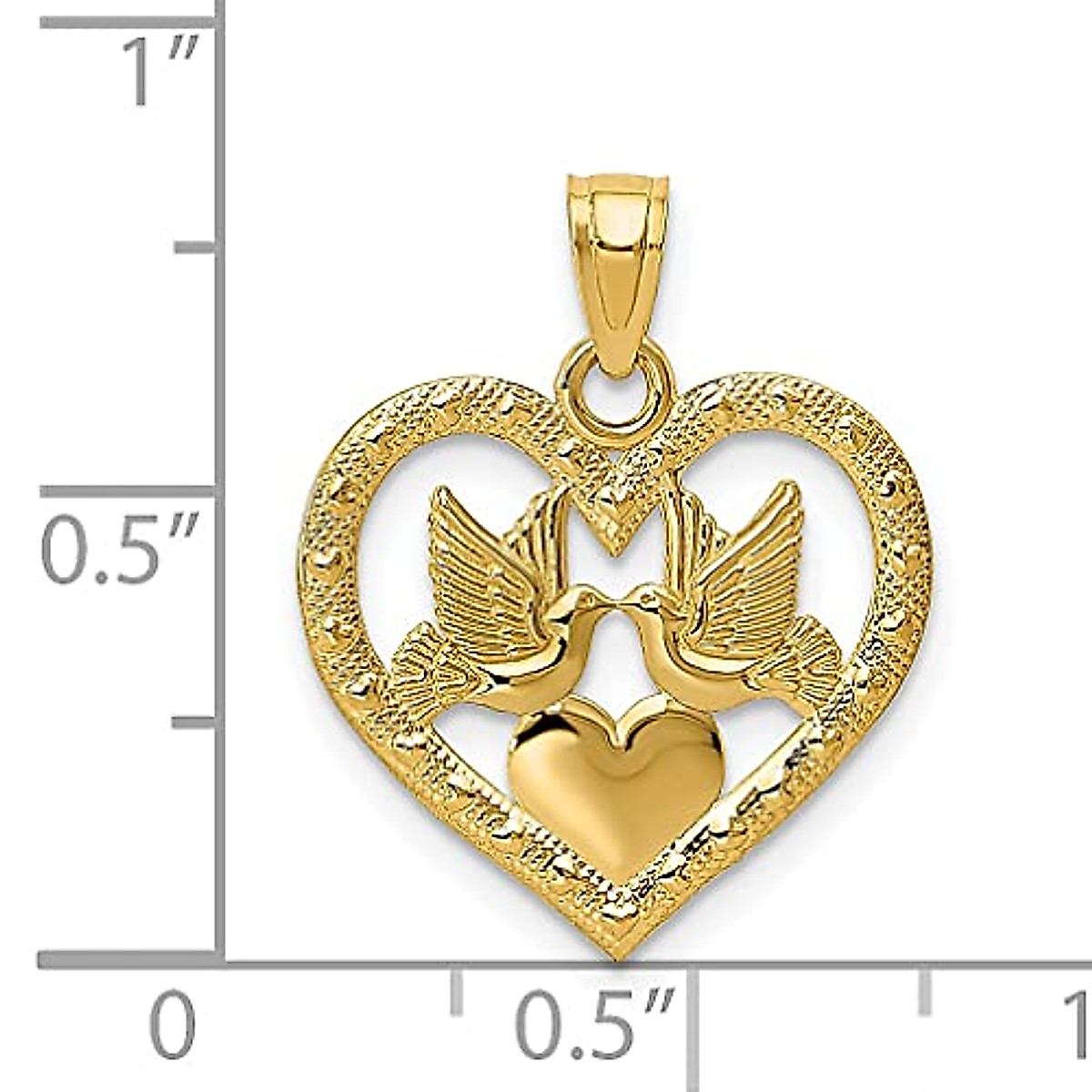 IceCarats 14K Yellow Gold Doves Heart Necklace Love Pendant Charm Only