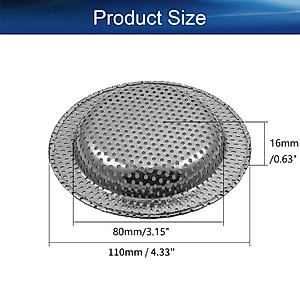Yinpecly 110x80mm Dia Kitchen Sink Strainer Stainless Steel Mesh Drain Stopper, Perfect for Kitchen Sink, Bathroom Bathtub, Floor Drain, Balcony Drain Hole, All-Hole 4Pcs