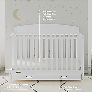 Graco Benton 5-in-1 Convertible Crib with Drawer (White) - Converts from Baby Crib to Toddler Bed, Daybed and Full-Size Bed, Fits Standard Full-Size Crib Mattress, Adjustable Mattress Support Base