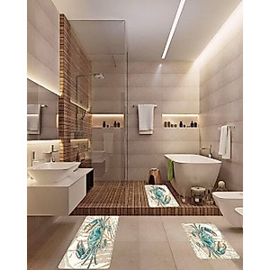 Kitchen Rugs Sets 3 Piece Floor Mats Sea Underwater Submarine Crab Durable Doormat Nautical Ocean Animal Area Rug Washable Runner Carpet Set Non Slip Fantastic Crab Design Kitchen Rugs and Mats