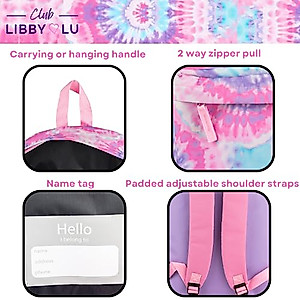 CLUB LIBBY LU Pastel Tie Dye Backpack for School Girls, 16 inch, Pink
