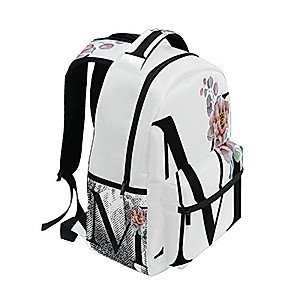 TropicalLife Letter M with Flower Backpacks Bookbag Shoulder Backpack Hiking Travel Daypack Casual Bags