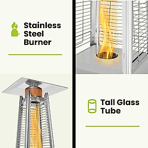 Outdoor Patio Propane Space Heater - 48,000 Btu Pyramid Propane Heater, Outdoor Heater, Portable Heater, Patio Heater Propane, W/Wheels (PPH-PYR))
