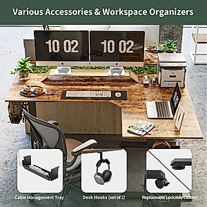 FEZIBO Triple Motor L-Shaped Standing Desk and Anti Fatigue Balance Board(Medium) for Standing Desk Bundle