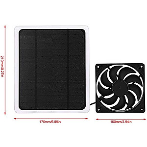 ZUZZEE Solar Panel Powered Fan Mini Ventilator IP65 Waterproof 10W 12V Solar Exhaust Fan for Dog Chicken House Greenhouse RV Roof Quietly Cools and Ventilates