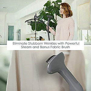 Pure Enrichment® PureSteam™ XL Standing Steamer with Garment Hanger - Heats in 45 Seconds with 0.5-Gallon Water Tank for 1 Hour Continuous Steaming - Includes Fabric Brush and Easy-roll Wheels