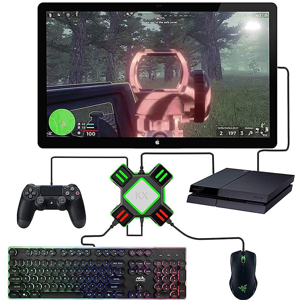 Voltage converter-Travel plug adapter, for Switch /PS4/PS3 Chargers KX USB game controller converter keyboard mouse switch