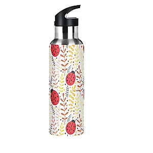 xigua Ladybug Water Bottle Double Walled Stainless Steel Leak Proof Thermo Flask for Sports Gym Cycling Outdoor,20 oz.