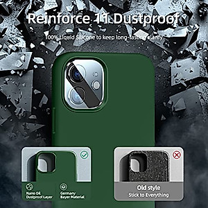 JTWIE [5 in 1 for iPhone 11 Case 6.1 inch, with 2 Pack Screen Protector + 2 Pack Camera Lens Protector, Liquid Silicone Slim Shockproof Protective Phone Case [Microfiber Lining]… (Alpine Green)