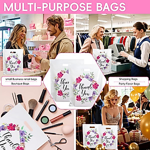 POPGIFTU Floral Thank You Plastic Bags 50 Pack 12" x 15" Thank You Bags for Small Business, Thank You Shopping Bags with Handles, for Boutique, Retail, Gift Bags, Clothes, Party Favors
