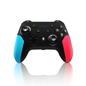 Wireless Switch Pro Controller for Nintendo Switch with Adjustable Turbo Function,Dual Vibration Function,Gyro 6-Axis and High Battery Life. Remote Gamepad Joystick for Switch Console, Red&Blue