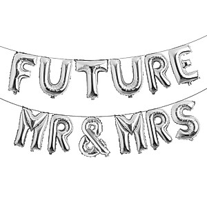 Multicolor Future MR & MRS Balloon Banner Bride and Groom Party Decorations for Bridal Shower and Engagement Party (Future MR & MRS Silver)