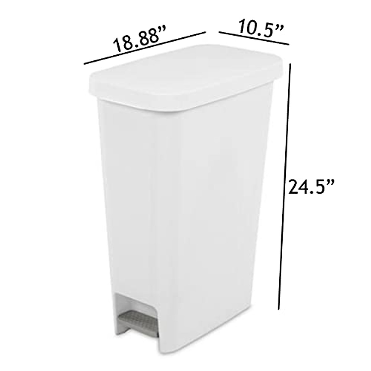 Sterilite Slim Trash Can with Lid, Step On 11 Gal White Kitchen Garbage Can for Bathroom, Bedroom, Home, and Outdoor, Wholesalehome Microfiber Cleaning Cloth Included
