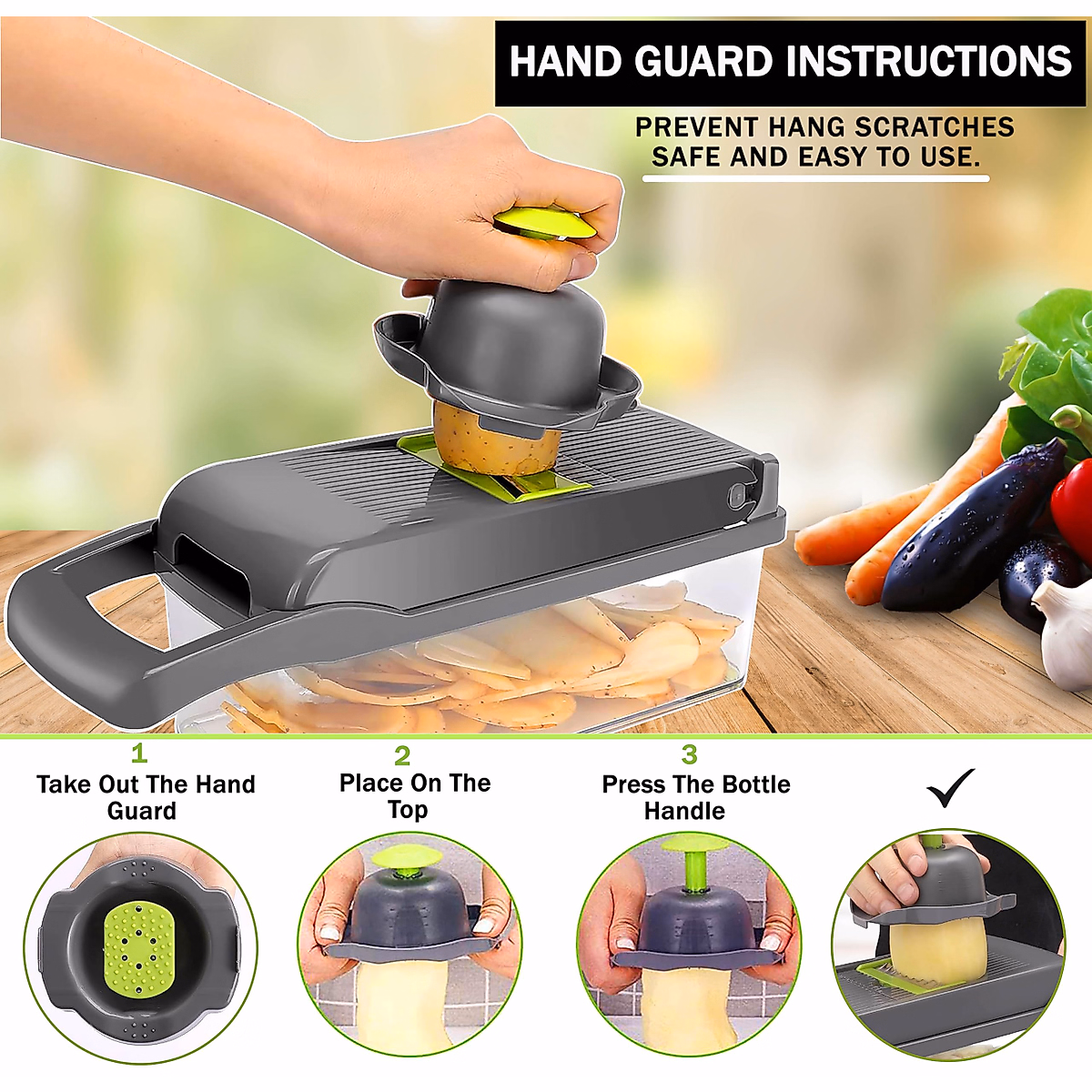 Vegetable Chopper | Pro Onion Chopper, RKINC Multifunctional 14 in 1 Food Chopper, Kitchen Vegetable Slicer Dicer Cutter, Peeler Veggie Chopper With 8 Blades, Carrot and Garlic Chopper With Container