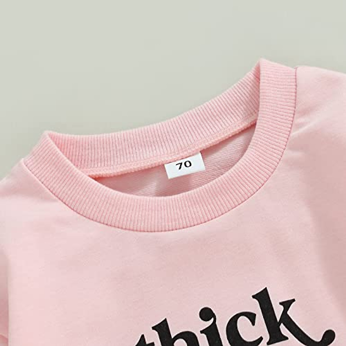 Newborn Baby Girls Valentine's Day Romper Sweatshirt Long Sleeve Letters Print Bodysuit Pullover Tops (Thick Thighs Pink, 12-18 Months)