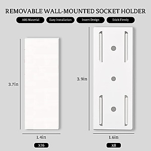8 Pack Desktop socket fixer, Plug-in Surge Protector Holder, Desktop Mobile Self-Adhesive Punch-Free Socket Holder, for Kitchen Home Office Cable Management (White) (White)