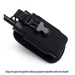 TACNEX Universal Radio Holster Tactical Radio Holder Elastic Walkie Talkies Pouch Two Ways Radio Nylon Case w/ MOLLE Strap Duty Belt Clip for Police Leo Security Firefighter Rescue EMS EMT Military