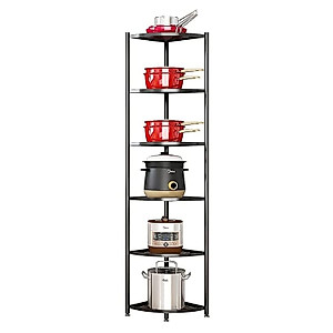 MYOYAY Kitchen Pot Rack 6-Tier Cookware Stand Corner Pot Rack Storage Organizer Kitchen Corner Shelf Rack Multi-Layer Corner Shelf Stand Stainless Steel Shelf Holder for Pans Pots and Kettles