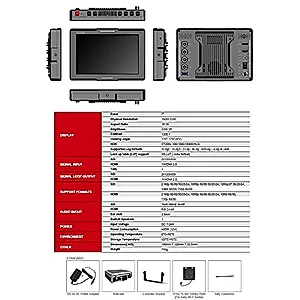 LILLIPUT 7" Q7-12G 7inch 2000nits 12G-SDI Ultra Brightness On-Camera Monitor-12G-SDI x 2 HDMI 2.0 x 1 Tally Output 12G-SDI x 2 HDMI 2.0 x 1 HDR 3D-LUT Waveform Level Meter Vector Scope