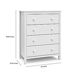 Storkcraft Alpine 4 Drawer Chest (White) – GREENGUARD Gold Certified, Dresser For Nursery, 4 Drawer Dresser, Kids Dresser, Nursery Dresser Drawer Organizer, Chest of Drawers