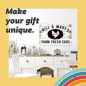 Pattern Pop Personalized Farm Fresh Eggs Rustic Barnwood Look Metal Sign (8x12 Inches)