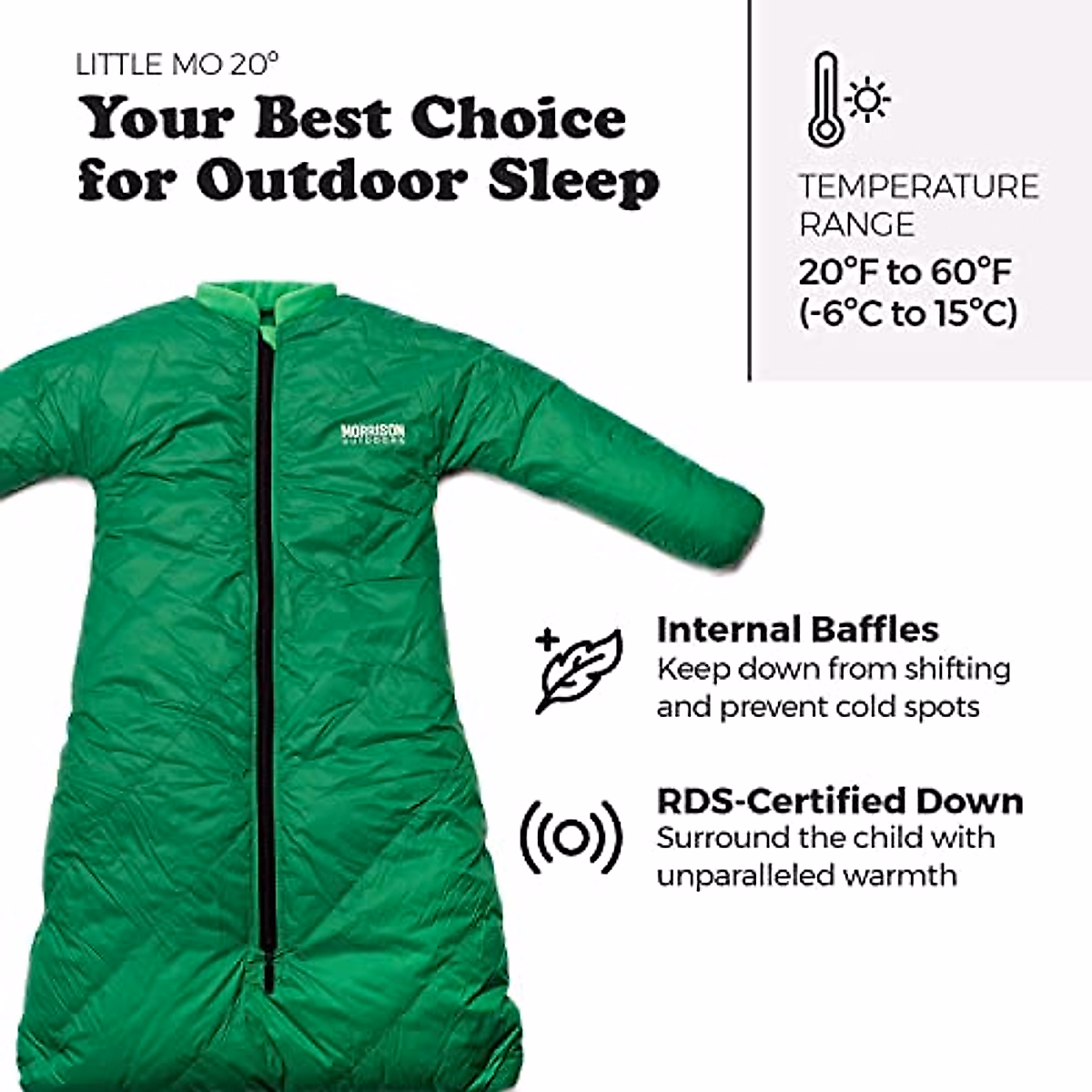 Morrison Outdoors Little Mo 20 Down Baby Sleeping Bag (Moss Green)