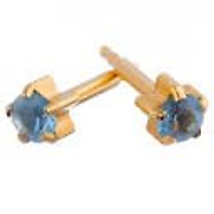 Studex 24K Plated Surgical Steel 3mm Regular Size Ear Piercing Earrings Studs in Prong Style Setting, 12 Pair Mixed Colors Yellow Metal