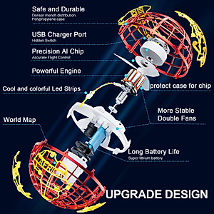 Flying orb Ball 2023 Hover Boomerang Ball 6 Lighting Effects Cool Toys Gift for 678910+ Year Kids Teen Adults Indoor Outdoor Flying Ball Toy (Red)