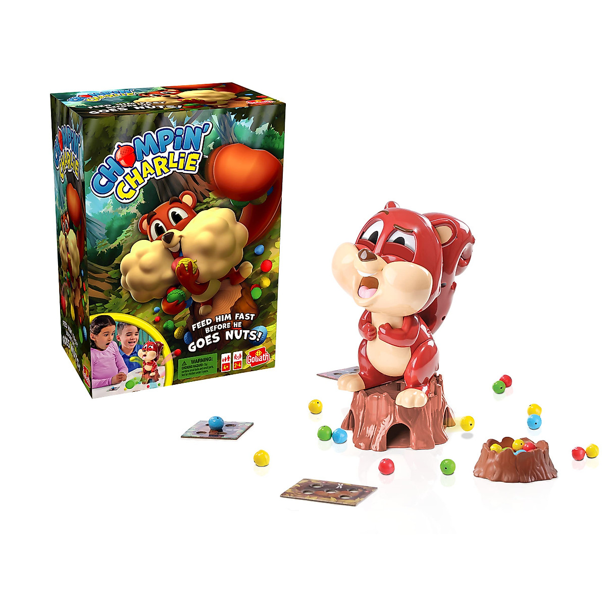Chompin' Charlie Game - Feed The Squirrel Acorns and Race to Collect Them When They Scatter by Goliath